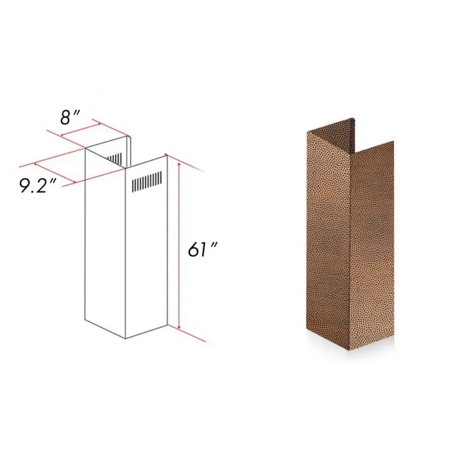 ZLINE 61 in. Copper Chimney Extension for Ceilings up to 12.5 ft ...