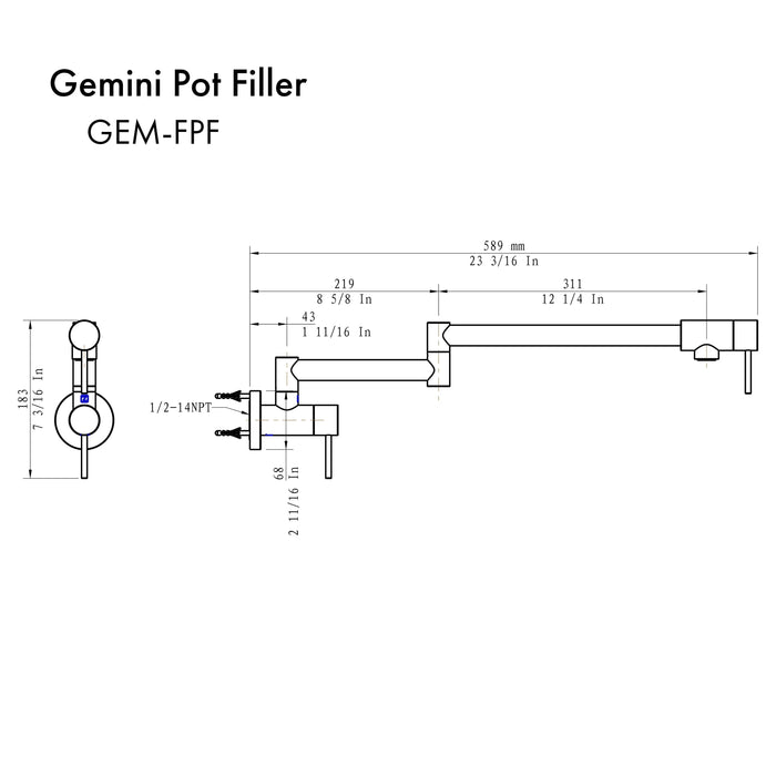 ZLINE Gemini Pot Filler in Brushed Nickel, GEM-FPF-BN - Dreamwood ...